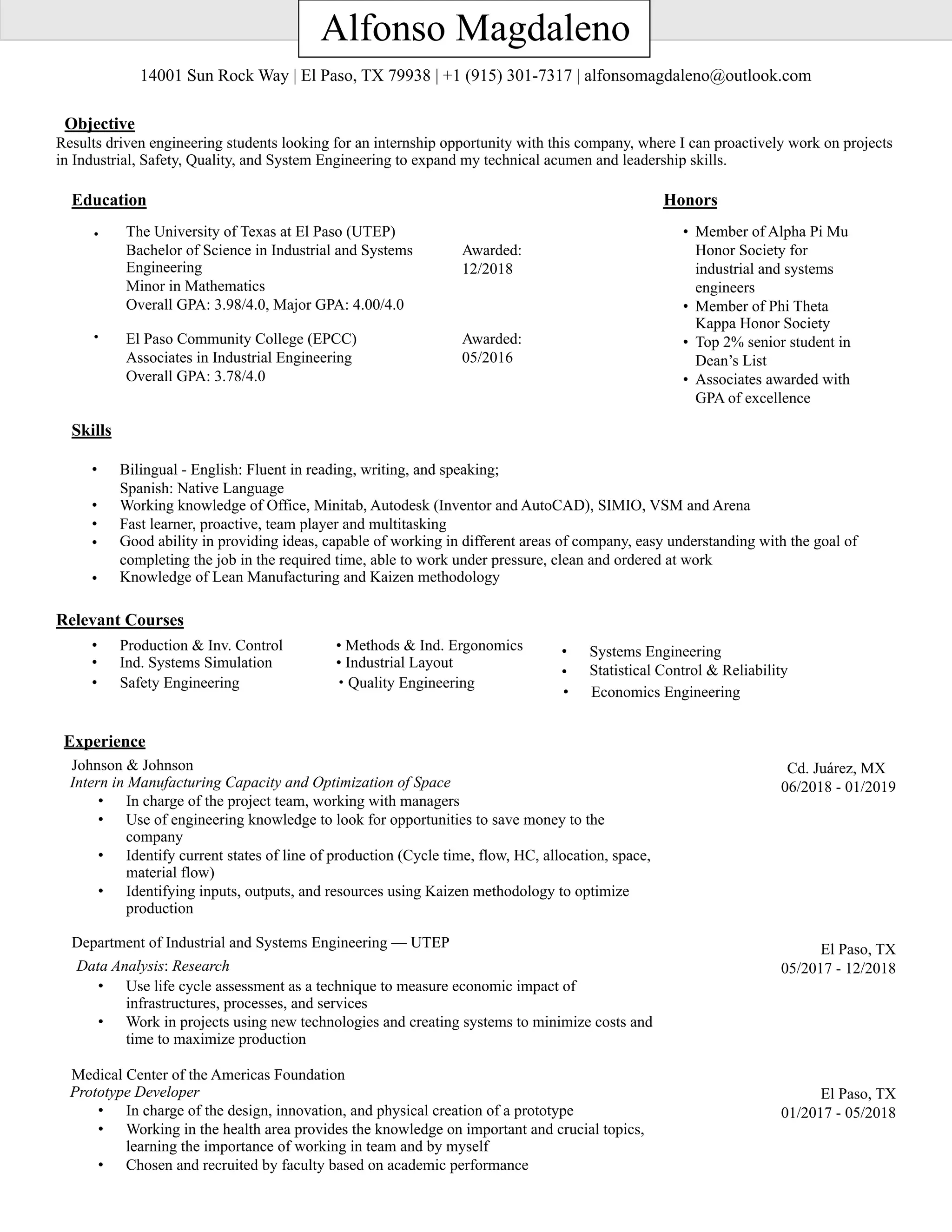 Resume alfonso magdaleno 2019 tx | PDF