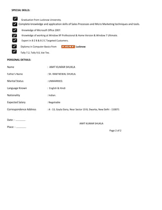 Resume amit kumar shukla | PDF