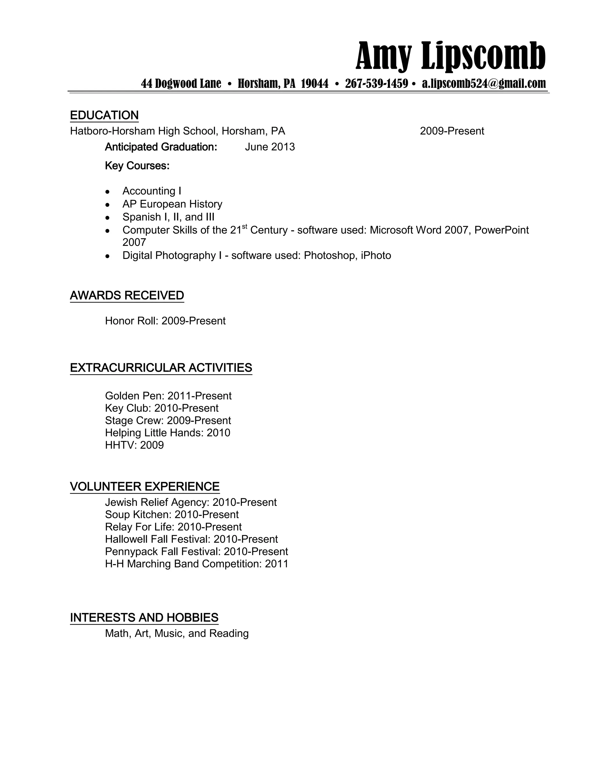 Resume amy lipscomb | DOCX