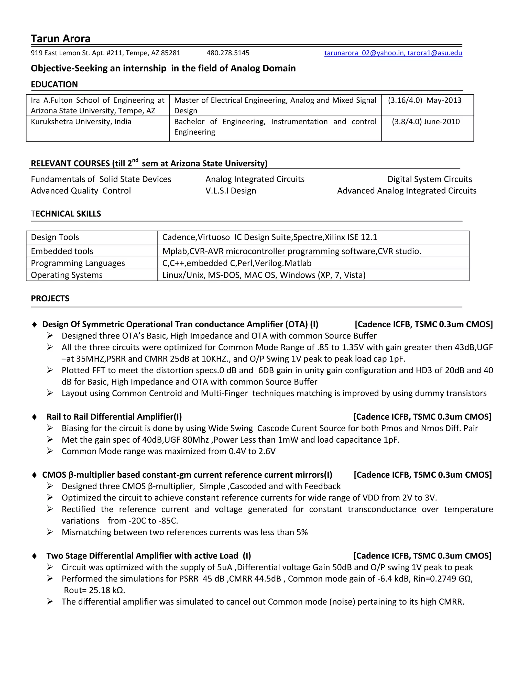 Resume analog | PDF