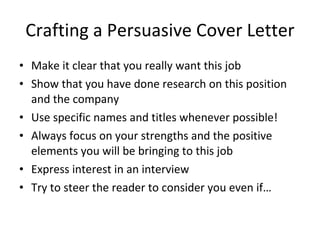 Cover Letter & Resume Writing | PPT