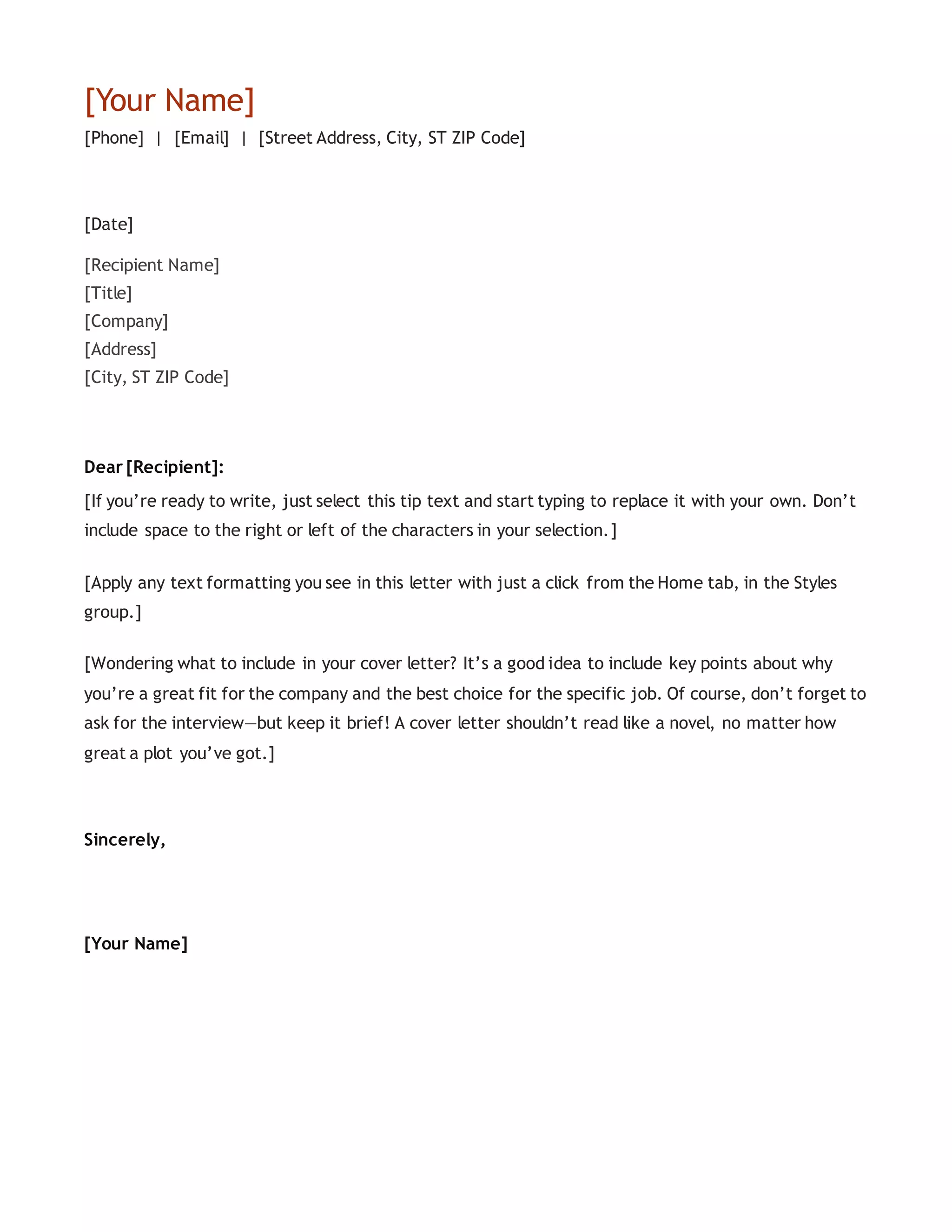 Resume and cover letter (chronological) | DOCX