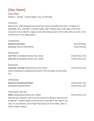 Resume and cover letter (chronological) | DOCX