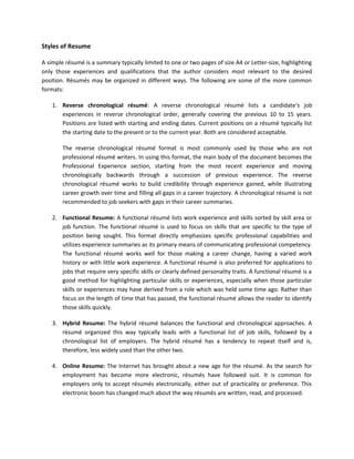 Resume and curriculum vitae | DOC