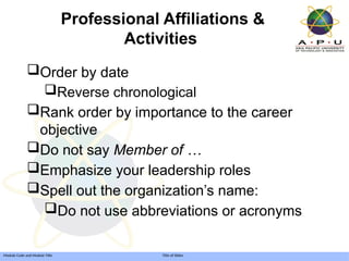 Workplace Communication Skills - RESUME AND CV | PPT