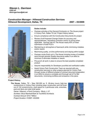 Resume And Detailed Project History | PDF