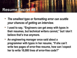 Resume and job hunting secrets that might surpise you | PPT