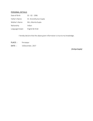 Resume anitya | DOCX