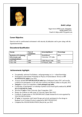 Resume ankit lohiya_2014_fresher_ece | PDF