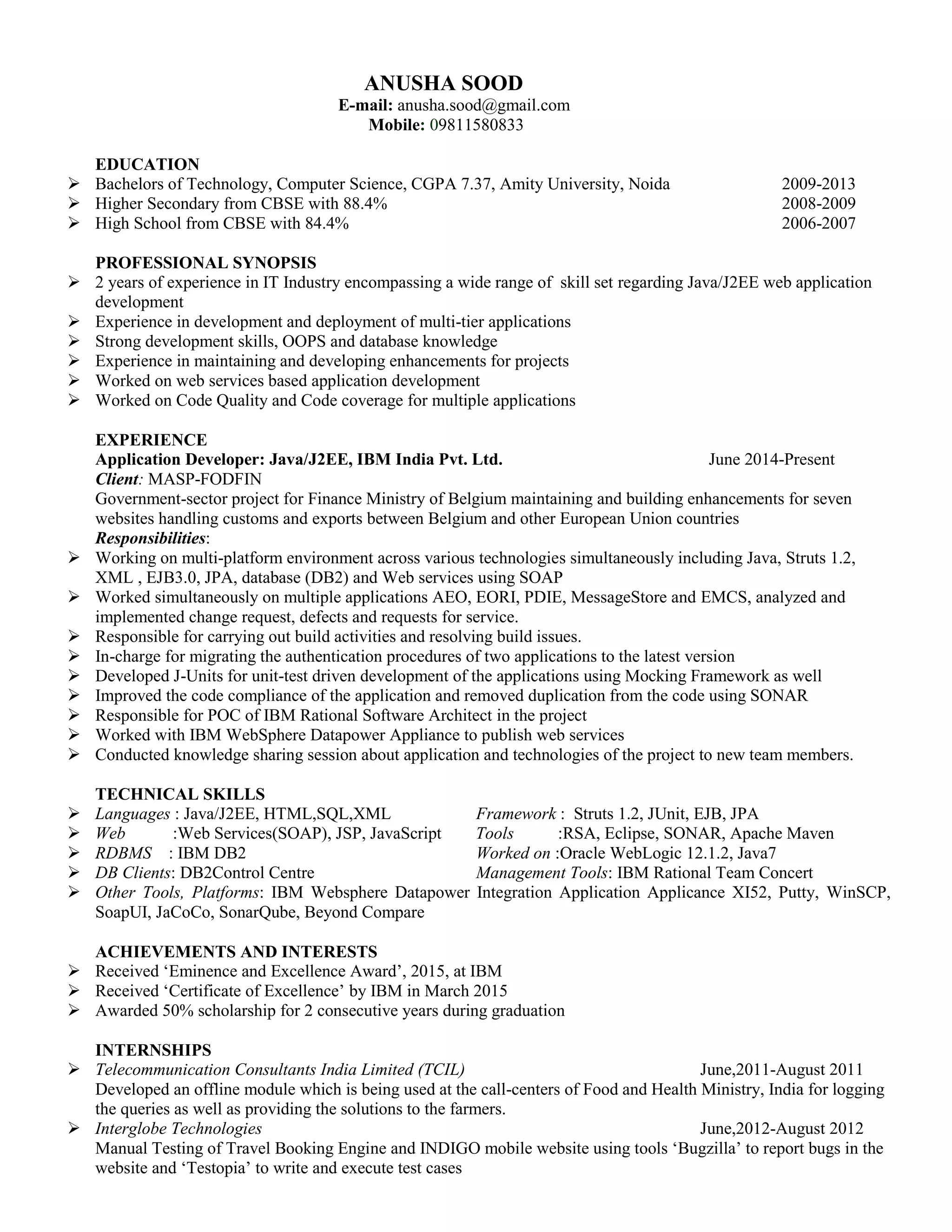 Resume - Anusha Sood | PDF