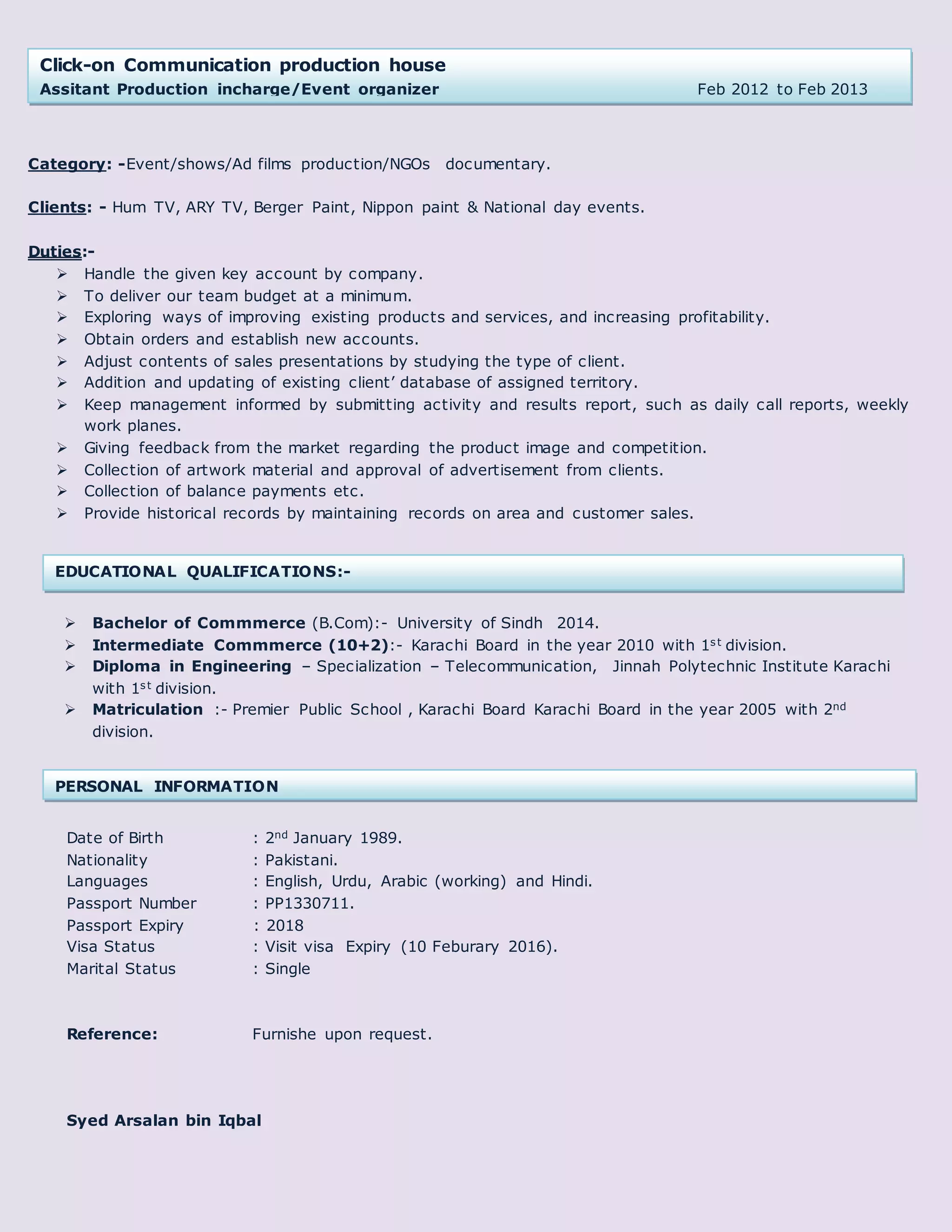 Resume arsalan | PDF