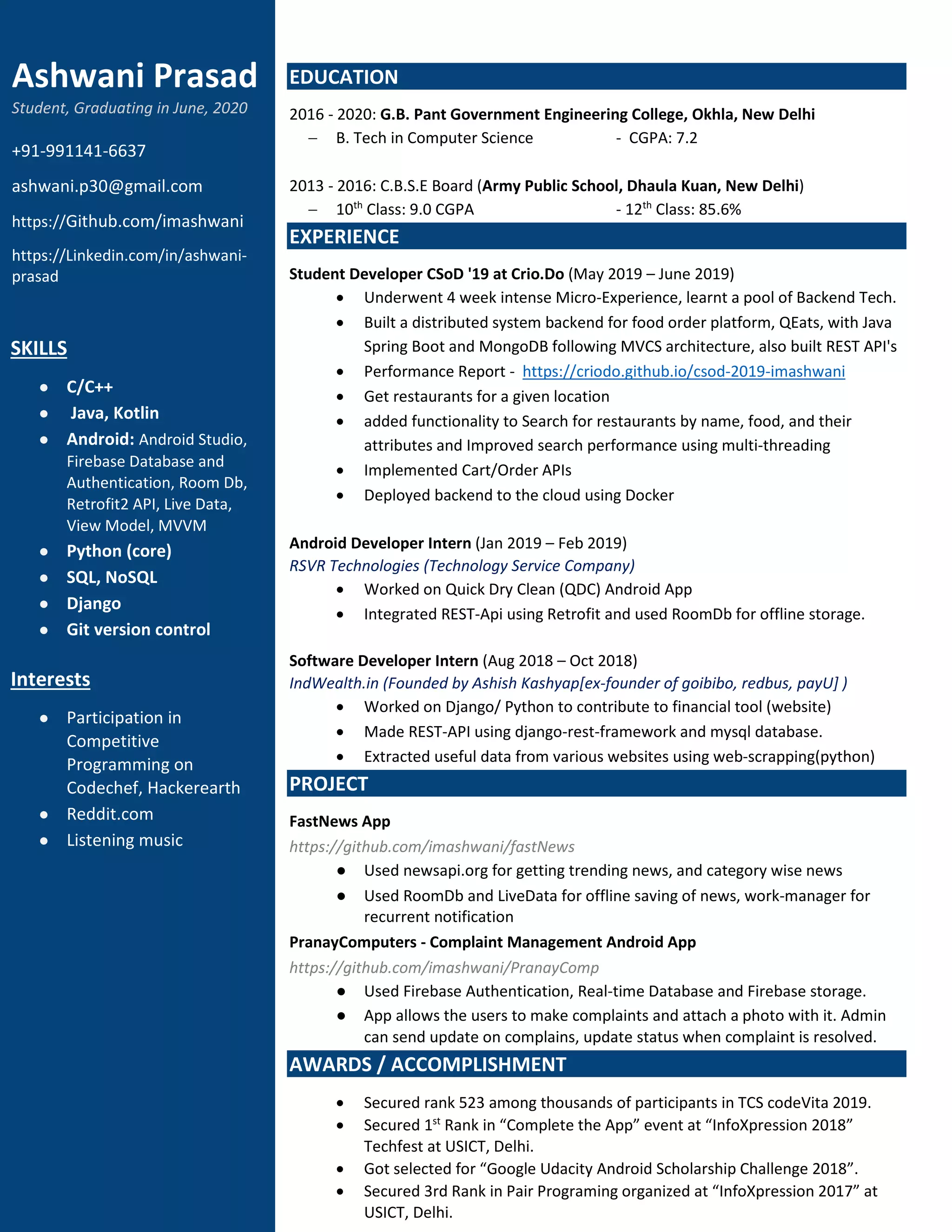 Resume ashwani prasad | PDF | Operating Systems | Computer Software and ...