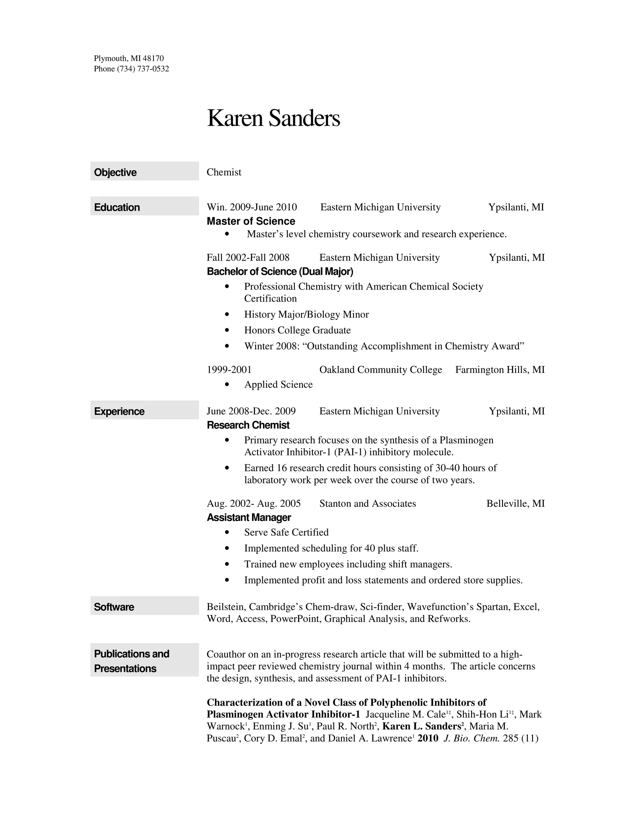 Resume As Pdf | PDF | Chemistry | Science