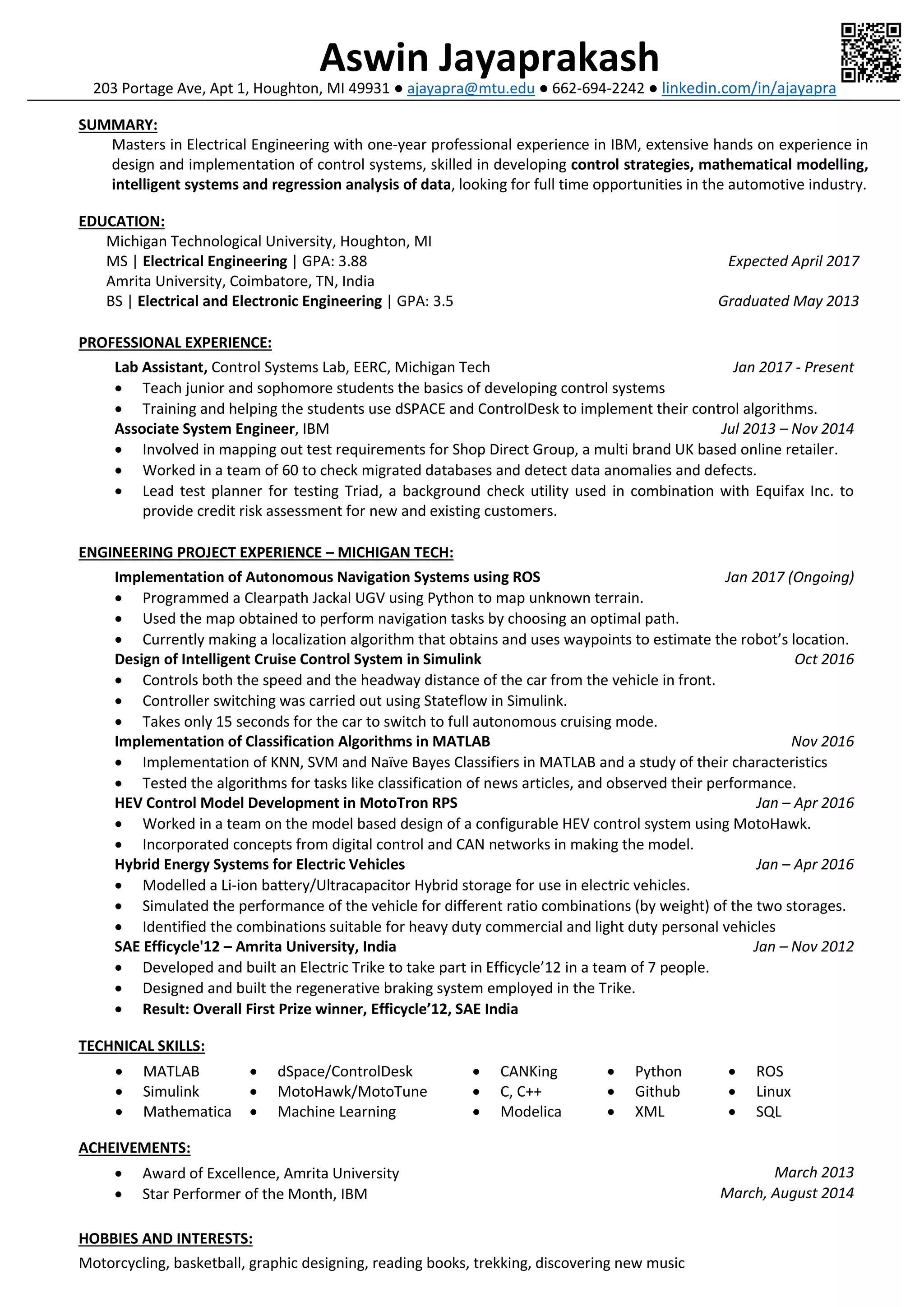 Resume aswin j | PDF