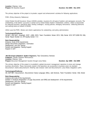 Technical Lead (Azure , SharePoint, ASP.Net ), 12+ years exp. | DOCX