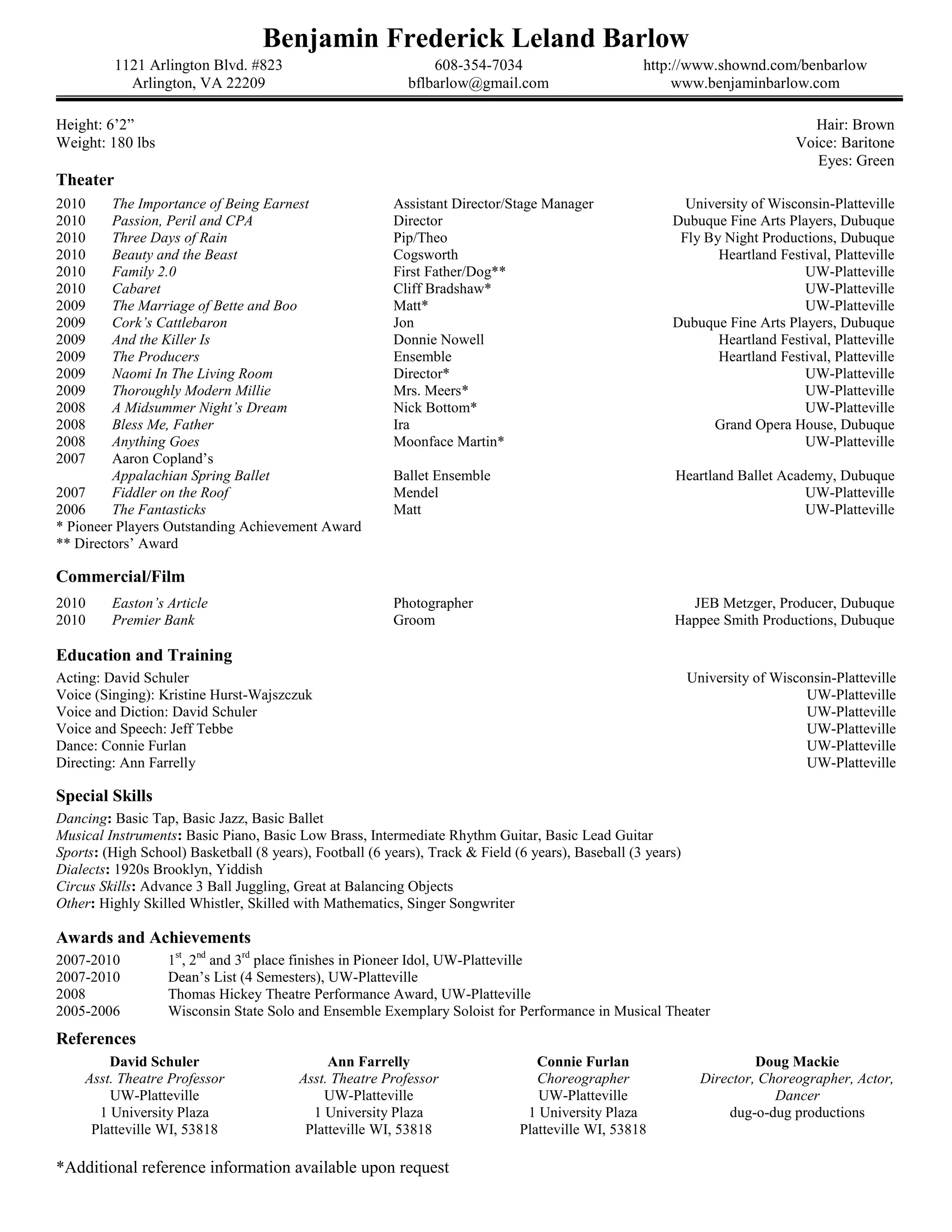 Benjamin Barlow-Acting | PDF