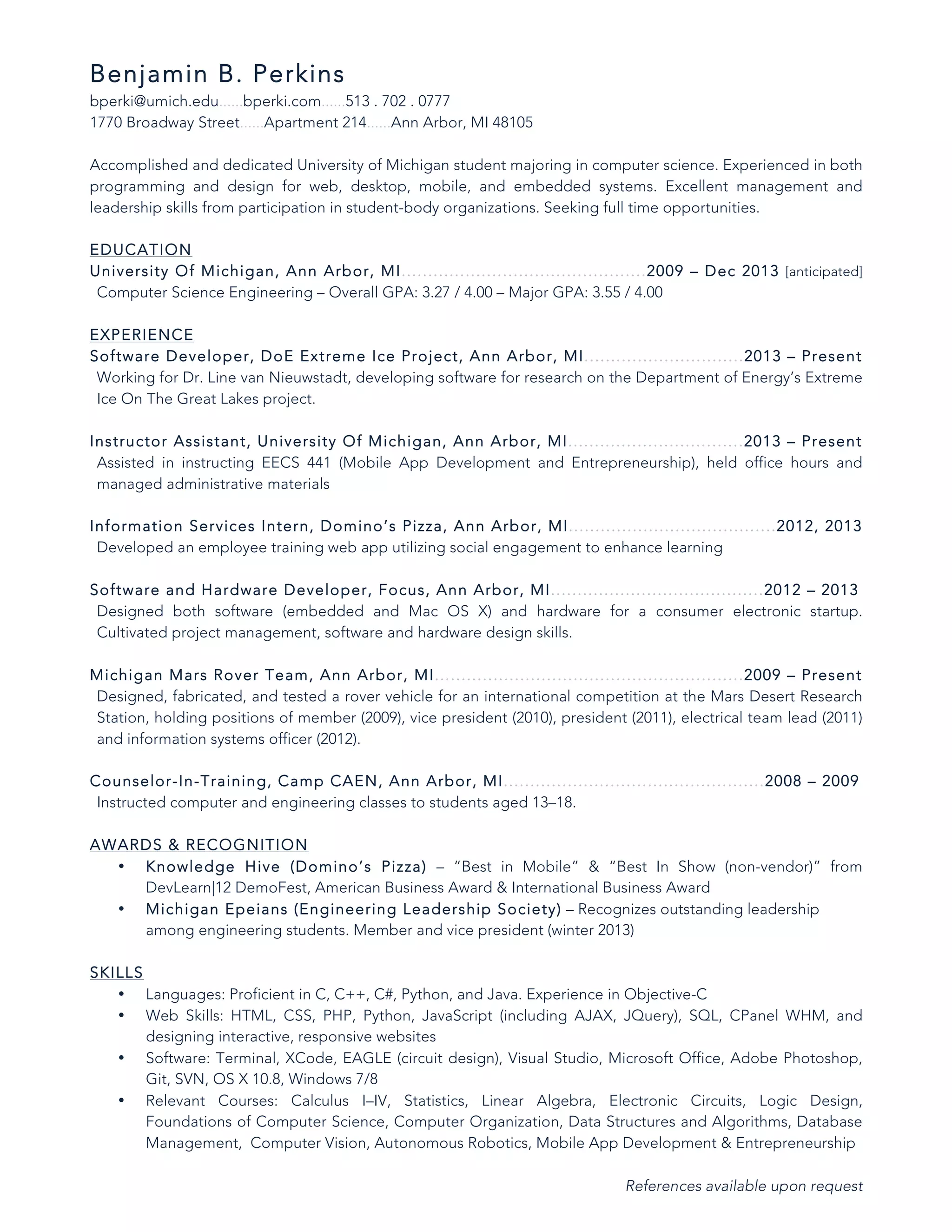 Resume ben perkins | PDF