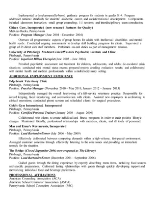 Clinical mental health resume with active licensure (LPC) | DOCX
