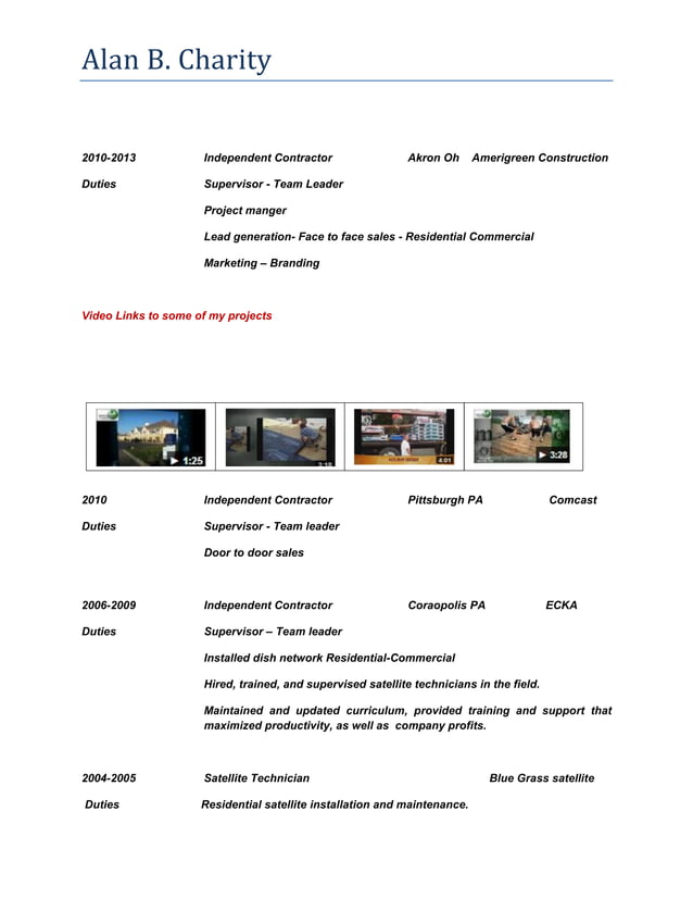 Resume Alan B Charity | PDF