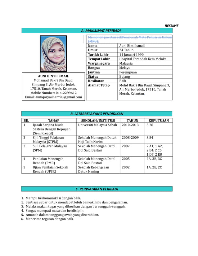 Contoh Resume Bahasa Melayu | PDF