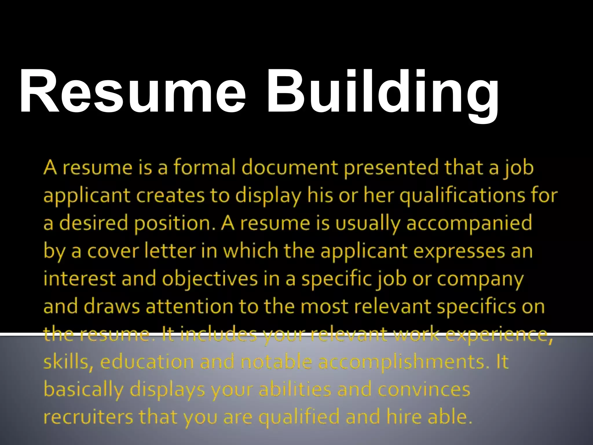 Resume building the sparks foundation | PPT
