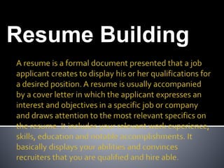 Resume building the sparks foundation | PPT
