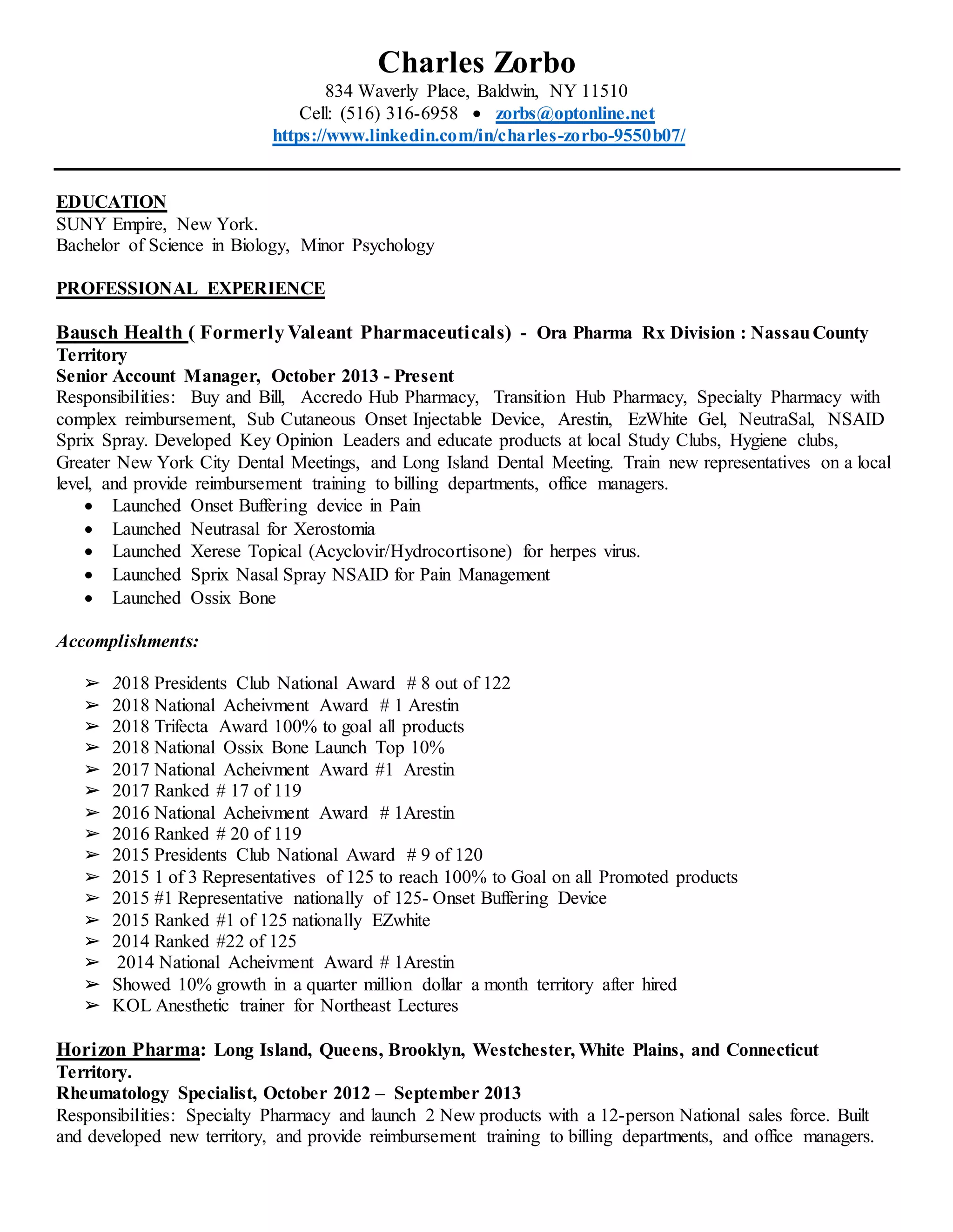Resume charles zorbo 2 | DOCX