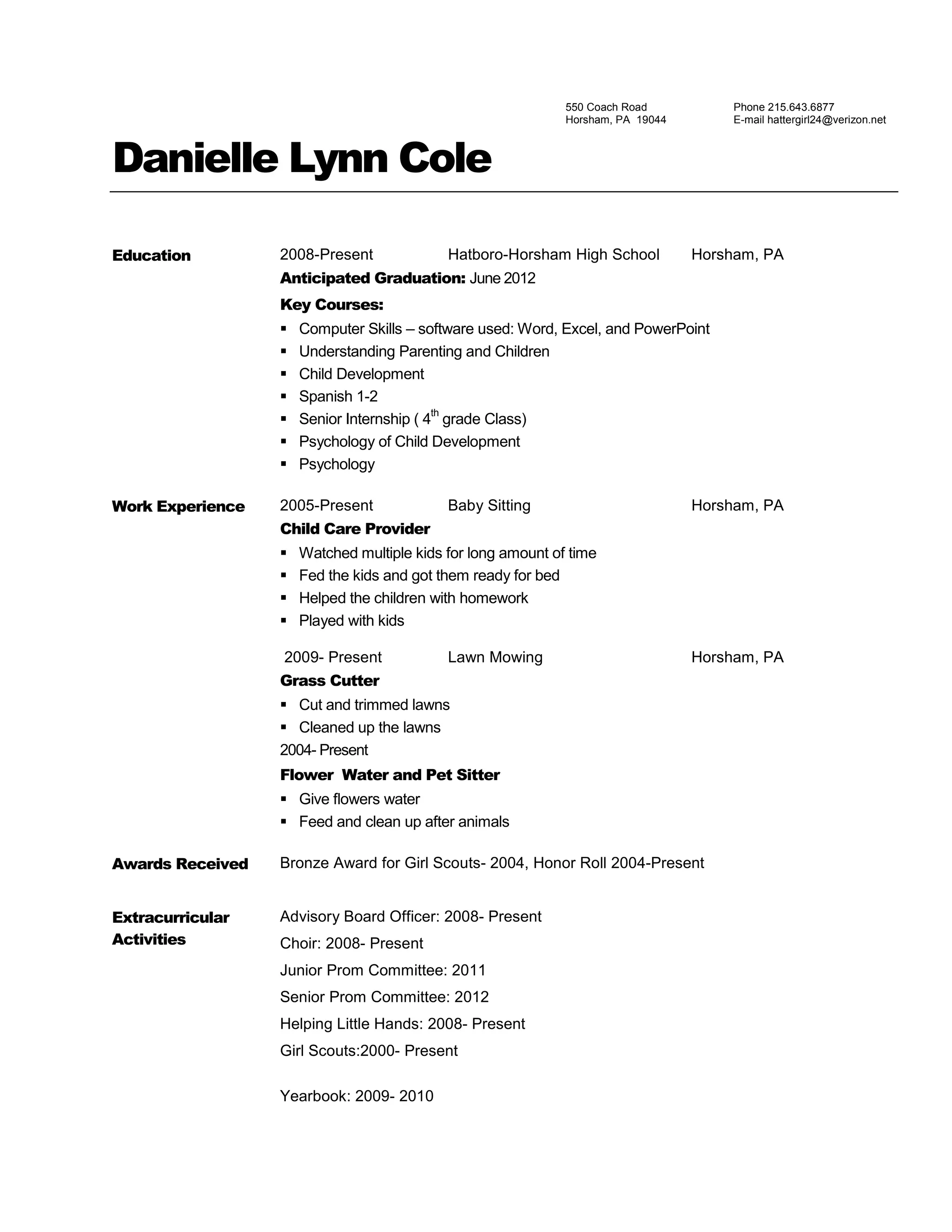 Resume cole 2 | PDF | Parenting | Family and Relationships