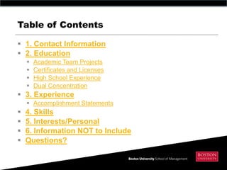 Resume Content | PPTX