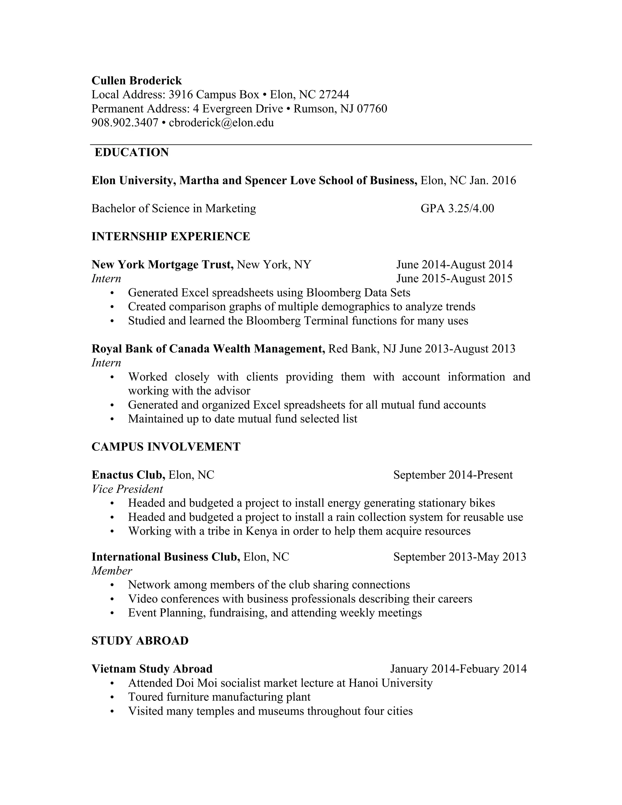 Resume cullen broderick | PDF