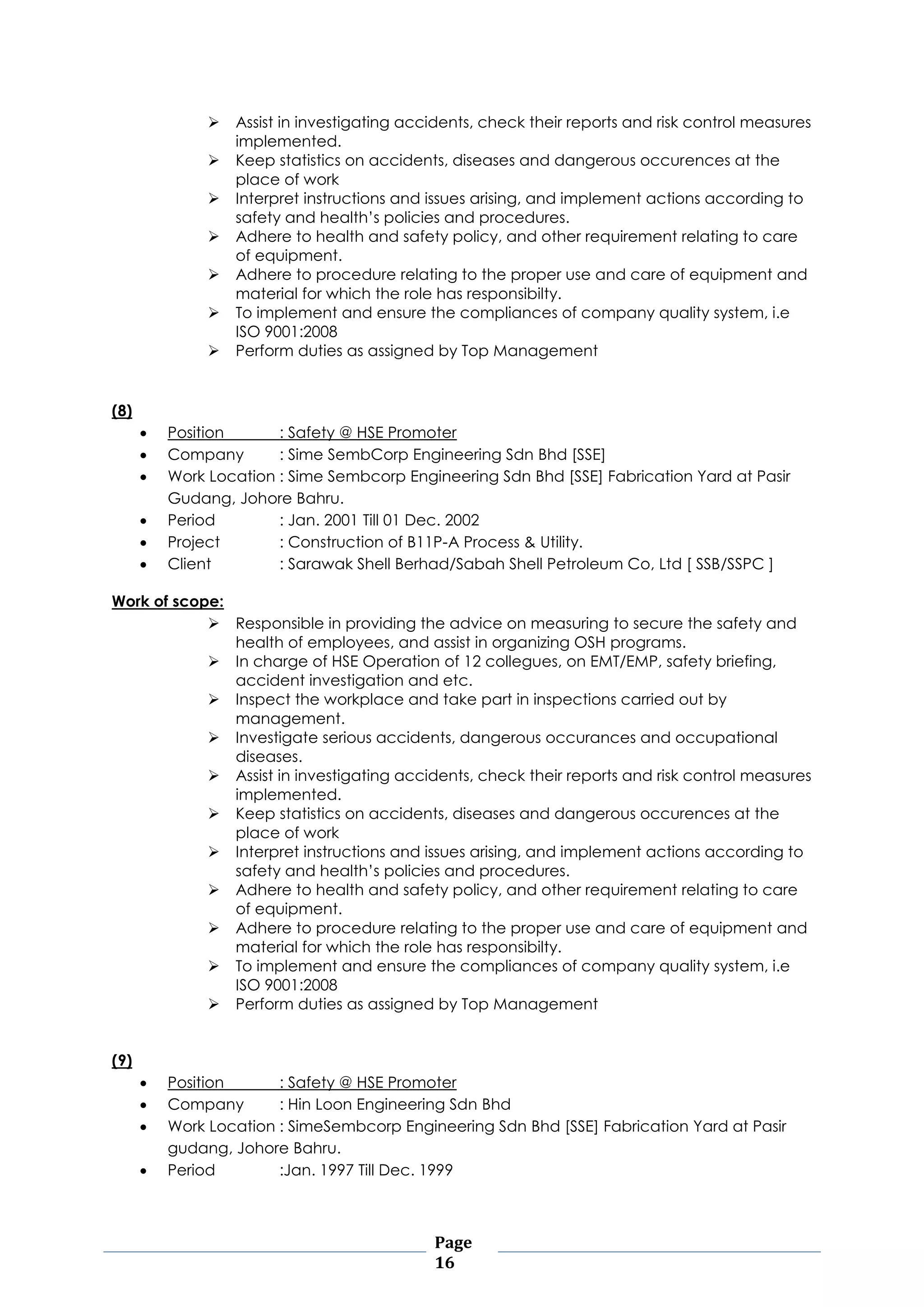 Offshore shift supervisor cum Offshore Construction Superintendent | PDF