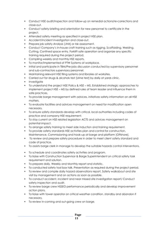Offshore shift supervisor cum Offshore Construction Superintendent | PDF