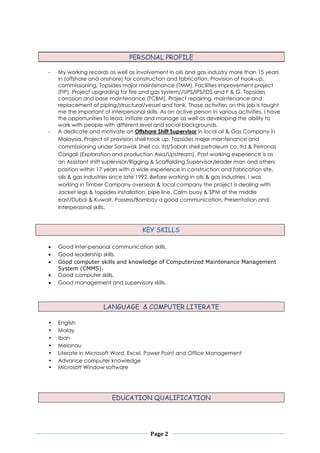 Offshore shift supervisor cum Offshore Construction Superintendent | PDF