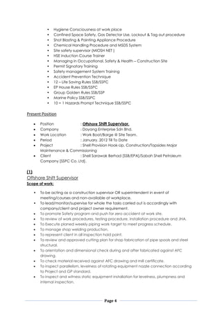 Offshore shift supervisor cum Offshore Construction Superintendent | PDF