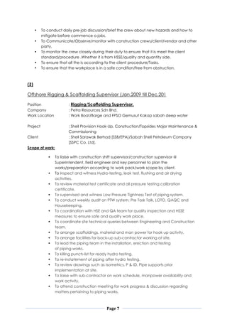 Offshore shift supervisor cum Offshore Construction Superintendent | PDF