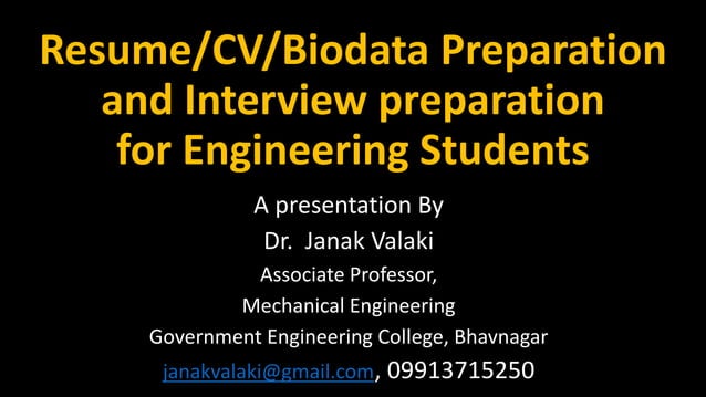 Resume, CV, Biodata preparation and interview preparation | PDF ...