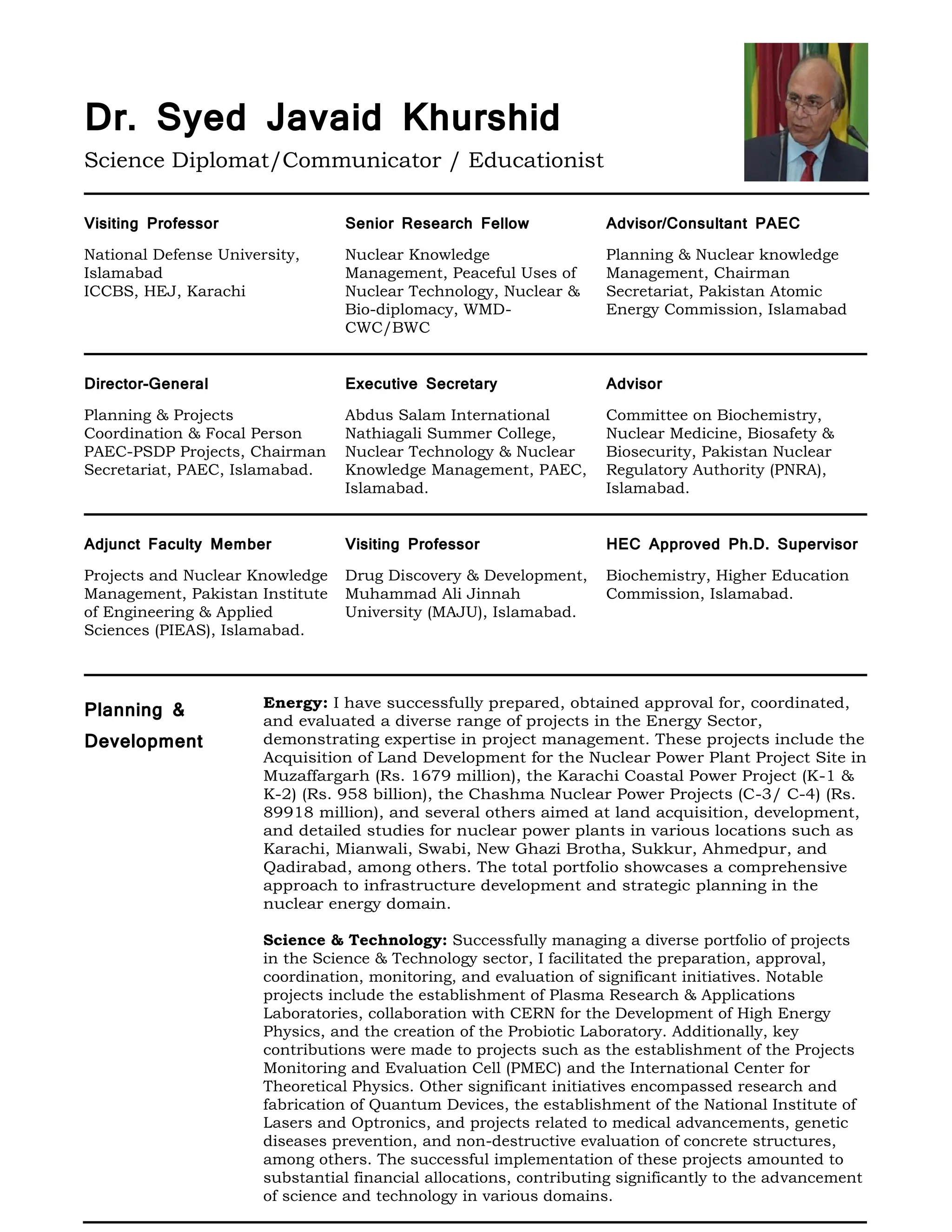 Resume and CV of Dr Syed Javaid Khurshid | PDF