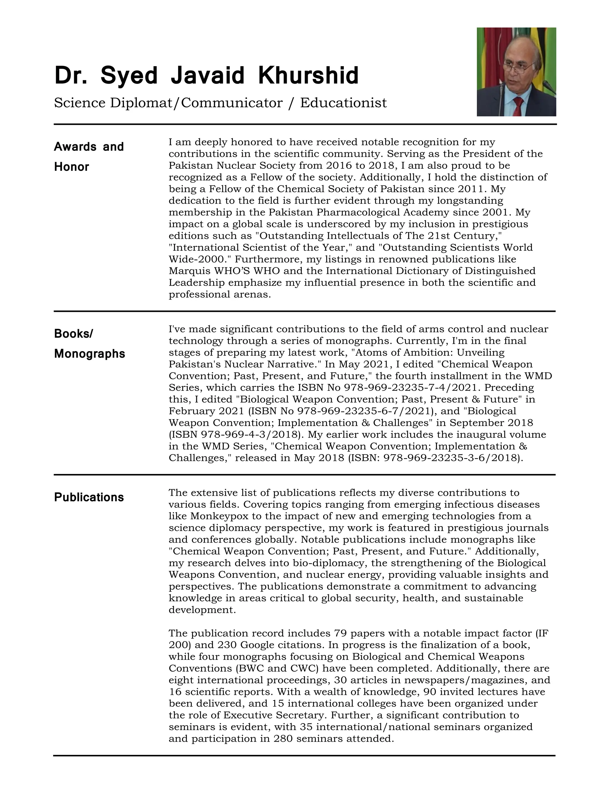 Resume and CV of Dr Syed Javaid Khurshid | PDF