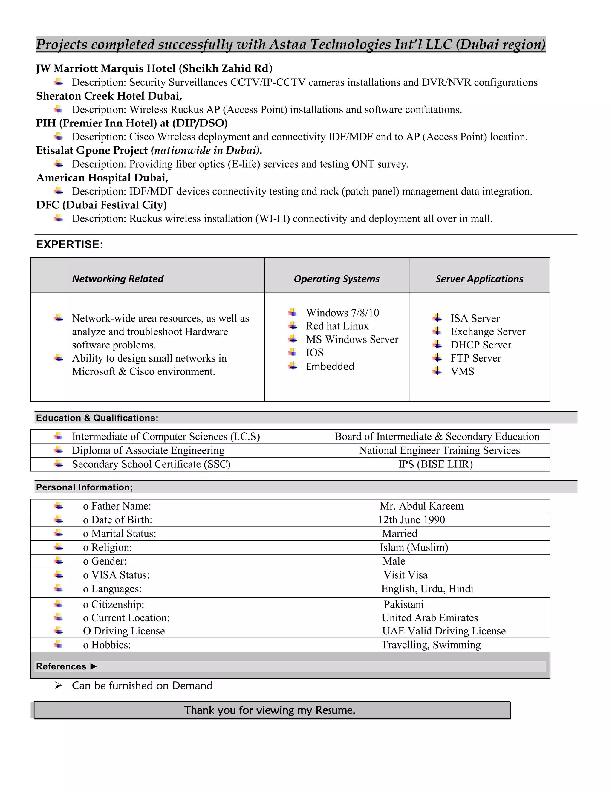 Resume (cv) Naeem Ahmad ELV Engineer | PDF