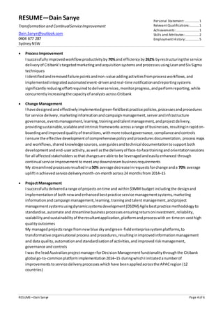 Resume - Dain Sanye - Sydney | DOCX | Resume Writing and Advice | Job ...