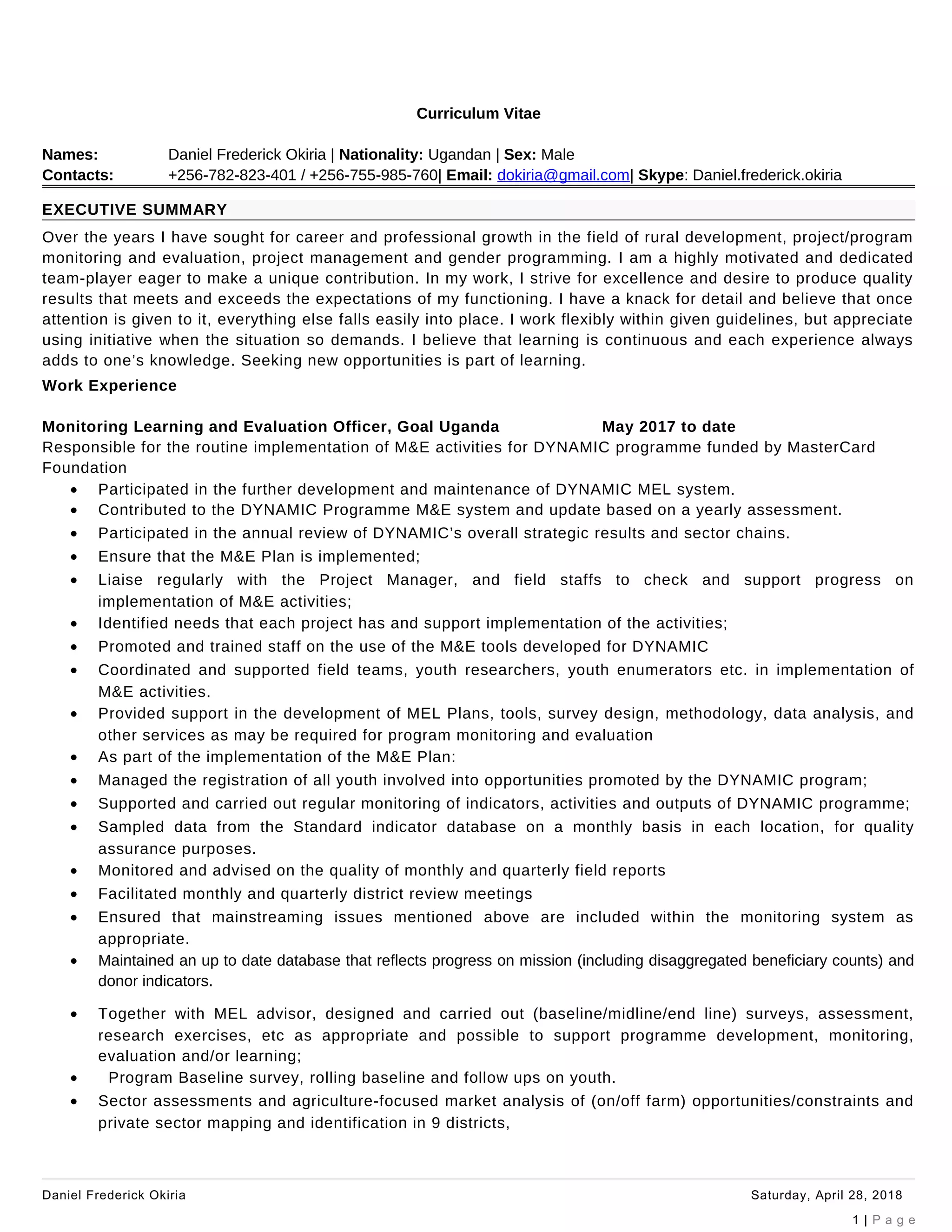 Resume daniel | PDF