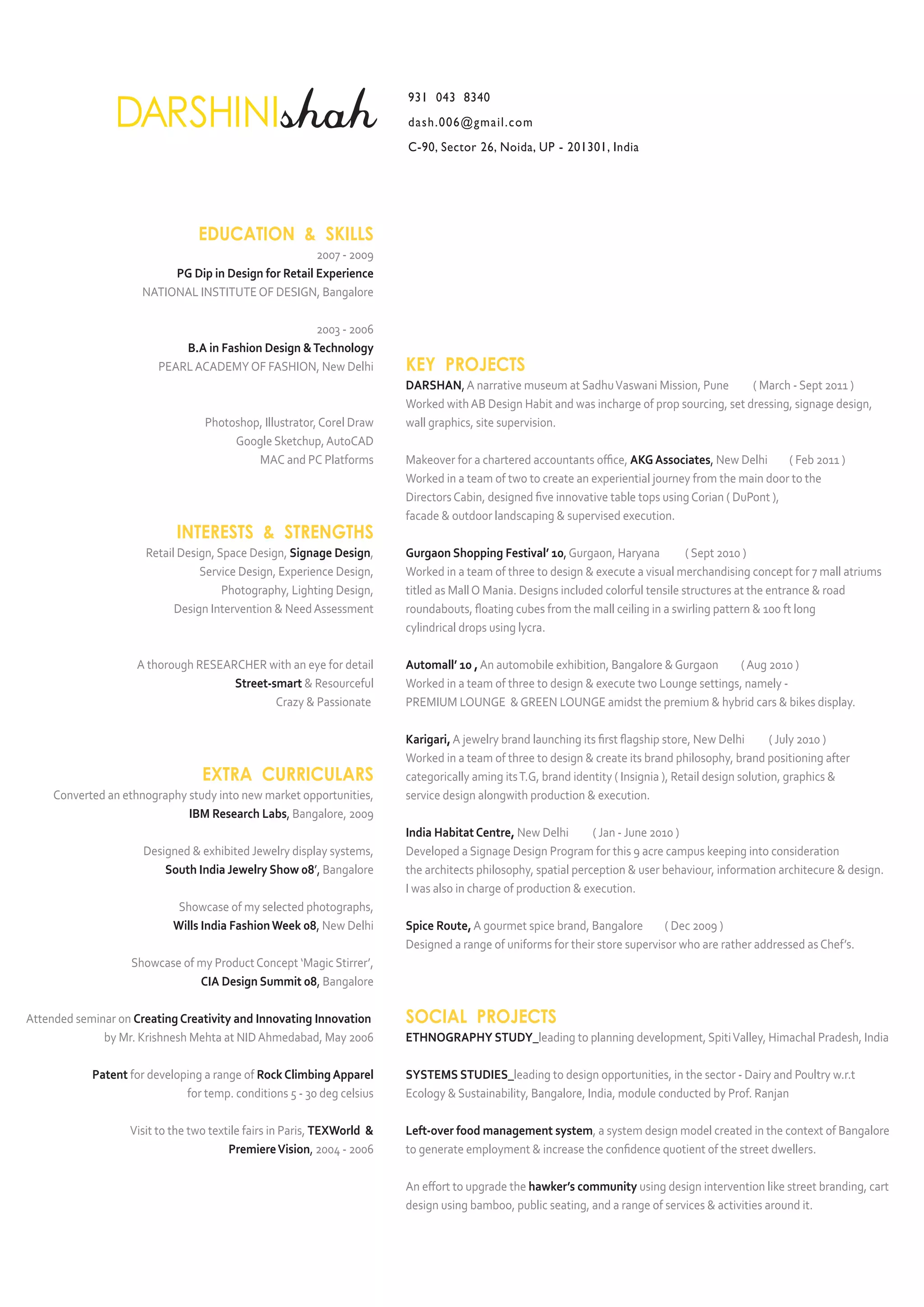 Resume Darshini Shah | PDF | Retail Industry | Industries