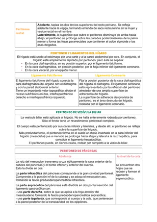 RESUME DE PERITONEO Y ANATOMIA TOPOGRAFICA. | PDF