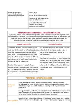 RESUME DE PERITONEO Y ANATOMIA TOPOGRAFICA. | PDF