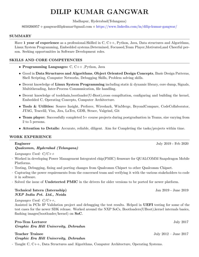 Resume dilip kumar_gangwar | PDF