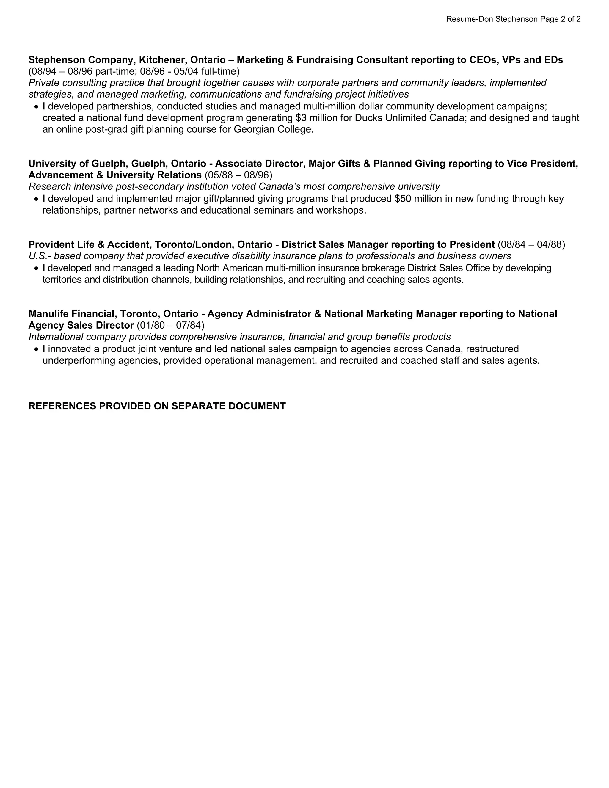 Resume - Don Stephenson | DOC