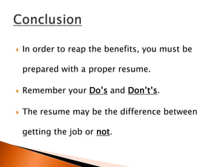 Resume do’s and don’t’s | PPTX