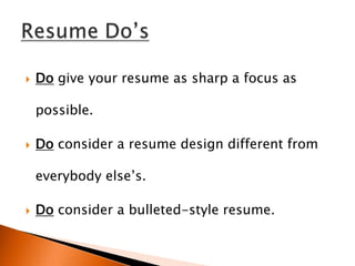 Resume do’s and don’t’s | PPTX