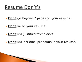 Resume do’s and don’t’s | PPTX