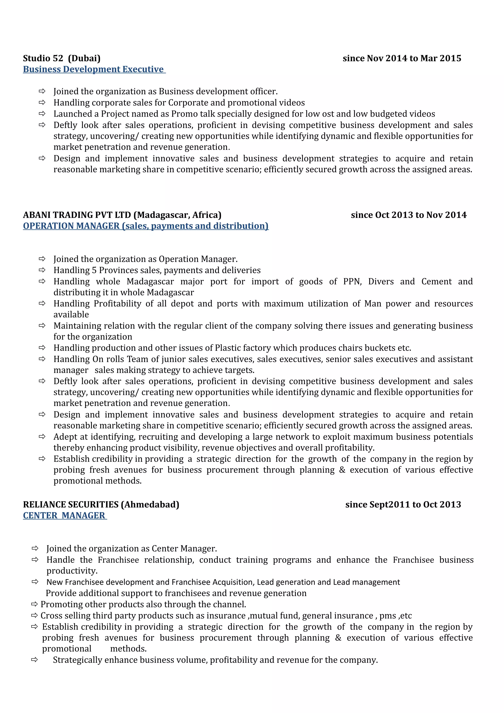 Resume dubai sales | DOC | Sales | Business